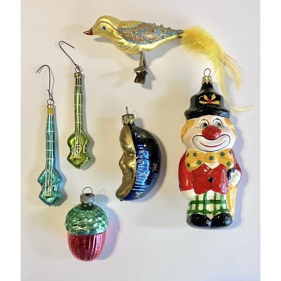Handmade | Holiday | Vintage Glass Ornament Set Of 6 Retro Colorful ...
